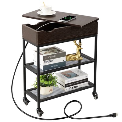 End Table with Charging Station & Rotating Top, Couch End Table ...