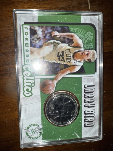 HIGHLAND MINT BOSTON CELTICS #33 LARRY BIRD 39MM SILVER PLATED COIN NIB ...