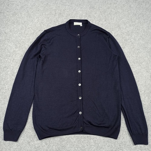 Peter Hahn Womens Cardigan DE 38 UK 12 Pure Tasmanian Wool Sweater Navy ...