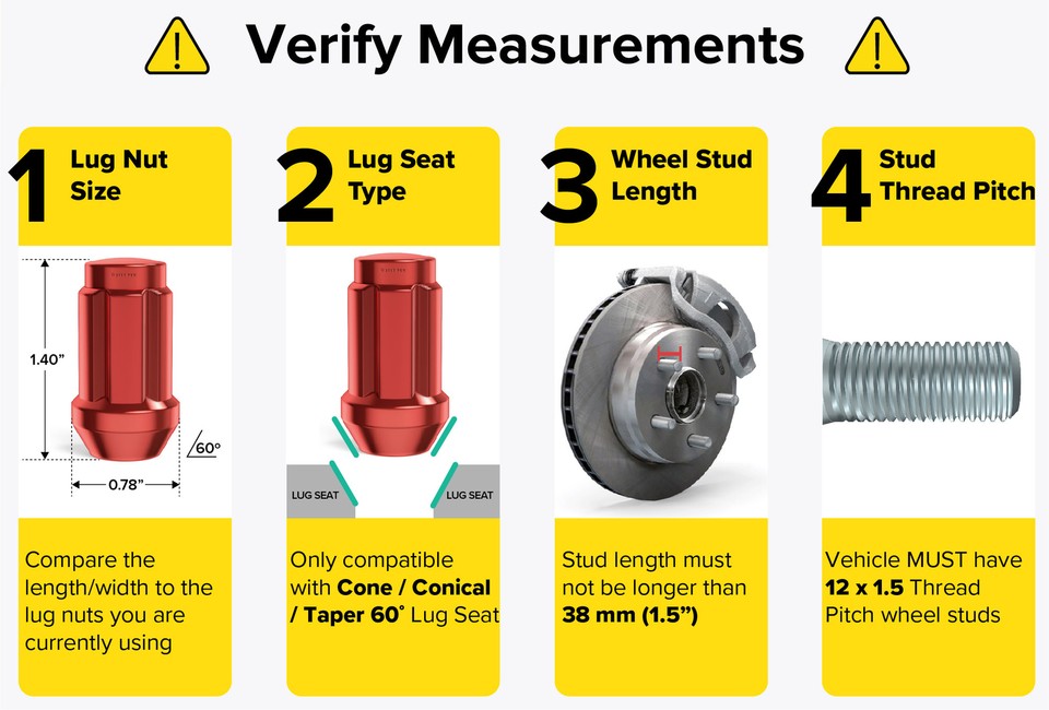 20pc 12x1.5 Lug Nuts with Key | Cone Seat | Long Closed End | Red Steel ...
