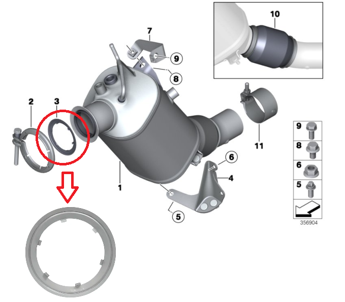 FOR BMW 1 2 3 4 5 6 7 Series X1 X3 X4 Diesel exhaust Gasket DPF ...