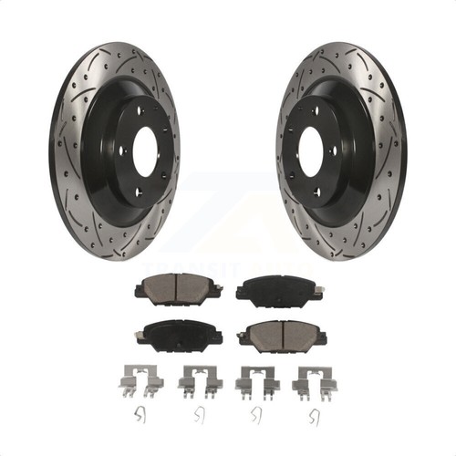 Coated Drilled Slotted Disc Brake Rotors And Ceramic Pad Rear Kit For ...