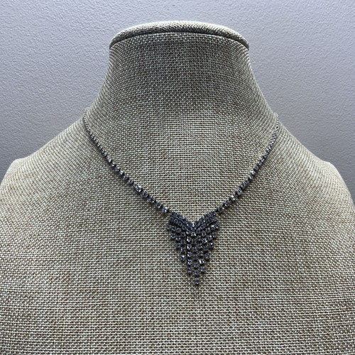 Vintage silver tone rhinestone cascade necklace Formal Prom Jewelry | eBay