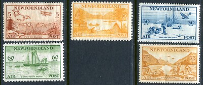 (218) VERY GOOD SET "NEWFOUNDLAND" 1933 "AIR" ISSUE SG230 - SG234 ...