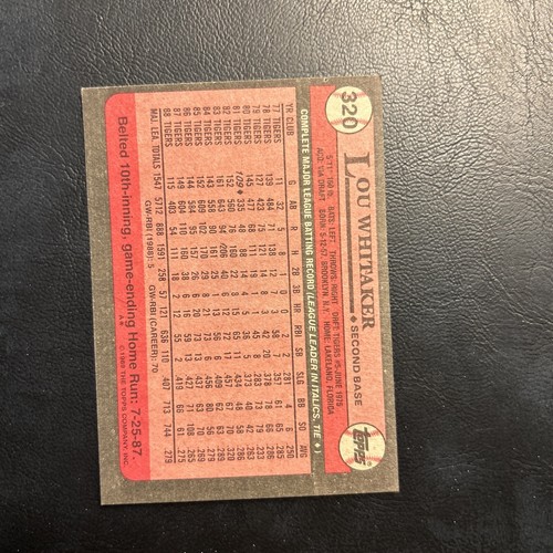 C52 1989 topps #320 Lou Whitaker Detroit Tigers | eBay