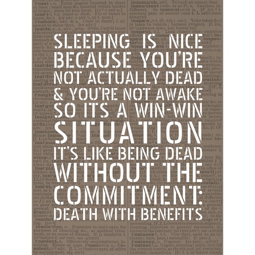 Dictionary Quote Sleeping Death With Benefits Large Wall Art Print ...