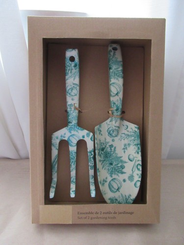 Simons Metal Floral Print Garden Tool Set. Fork And Shovel In Gift Box ...
