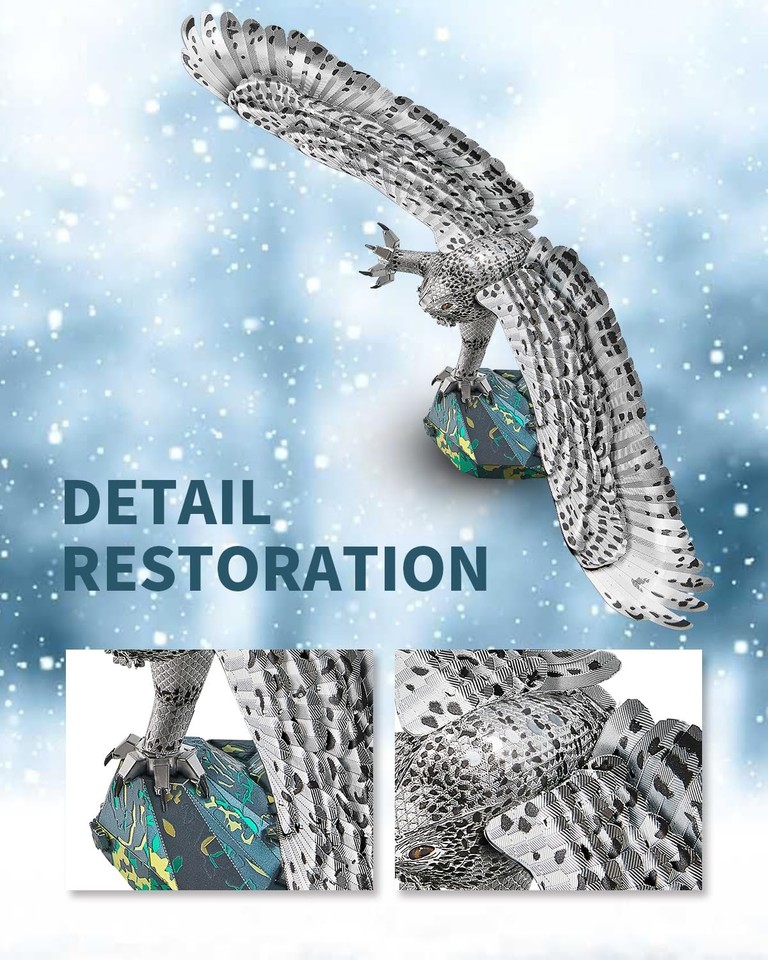 Piececool 3D Metal Puzzle For Adults, Snowy Owl Model Kit, Difficult ...