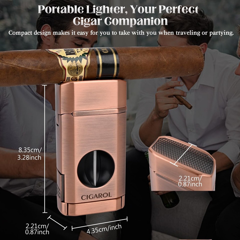 CIGAROL Refillable 3-in-1 Cigar Torch Lighter – Blue Jet Flame with ...