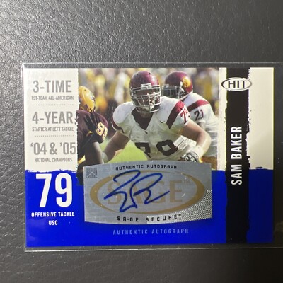 2008 SAGE Hit Sam Baker Autograph USC Atlanta Falcons | eBay