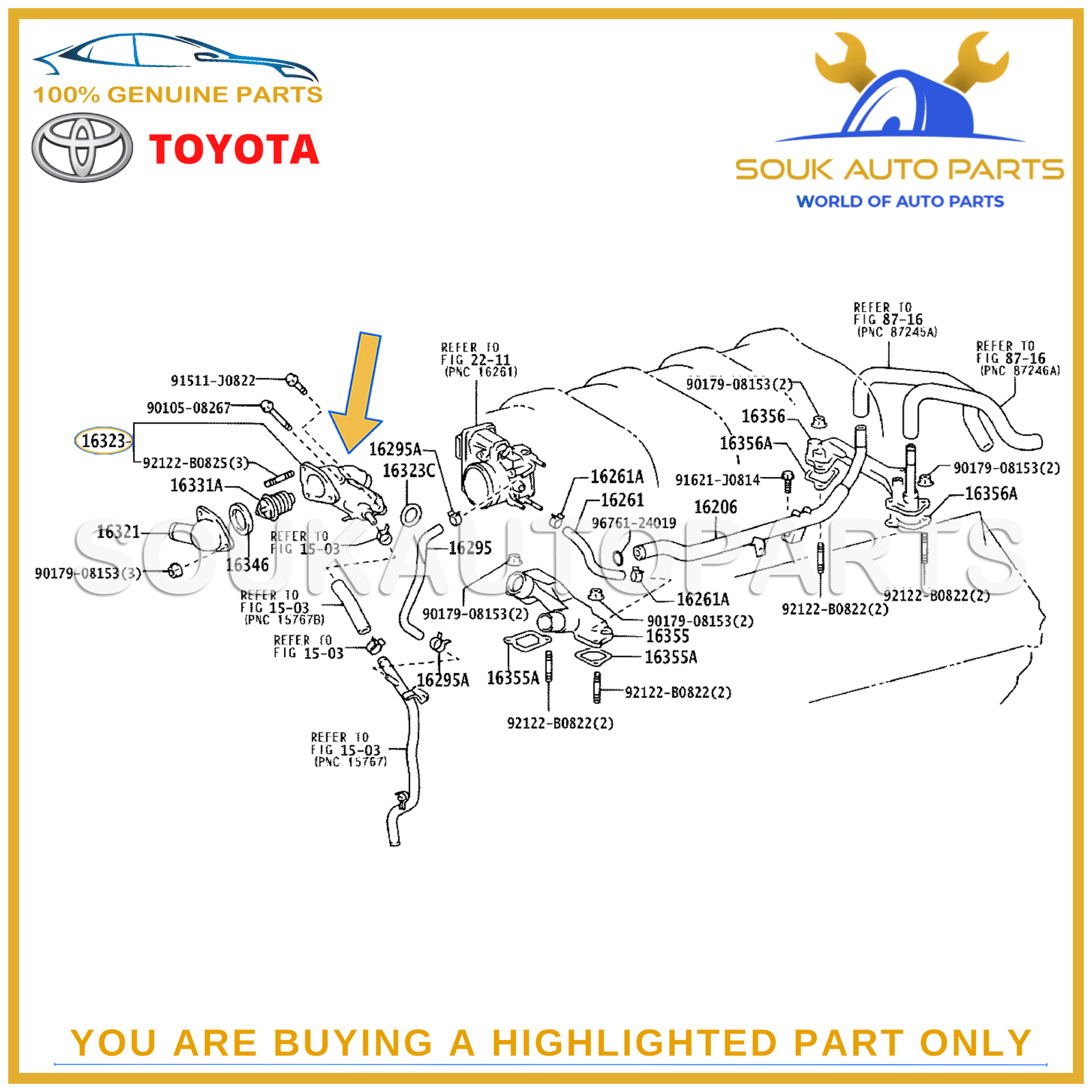 16032-50110 Genuine Toyota WATER INLET HOUSING 1603250110 OEM | eBay
