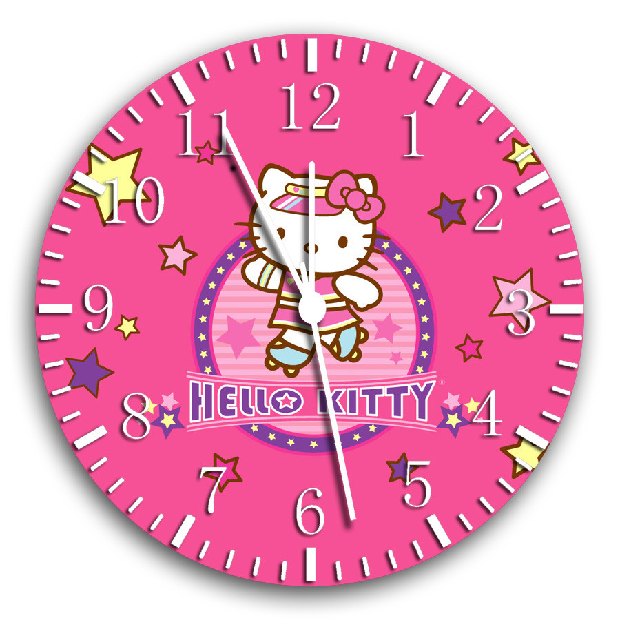 Pink Hello Kitty Frameless Borderless Wall Clock Nice For Gifts or ...