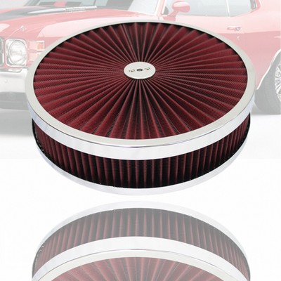 14" x 3" Round Air Cleaner Set Super Flow Washable Red Drop Base Fit ...