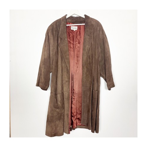 Maxima Women's Coat Leather Suede Size L Large Brown Long Shoulder ...