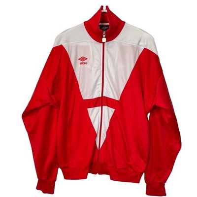 Umbro Men’s Red White Full Zip Activewear Soccer Athleisure Lightweight ...