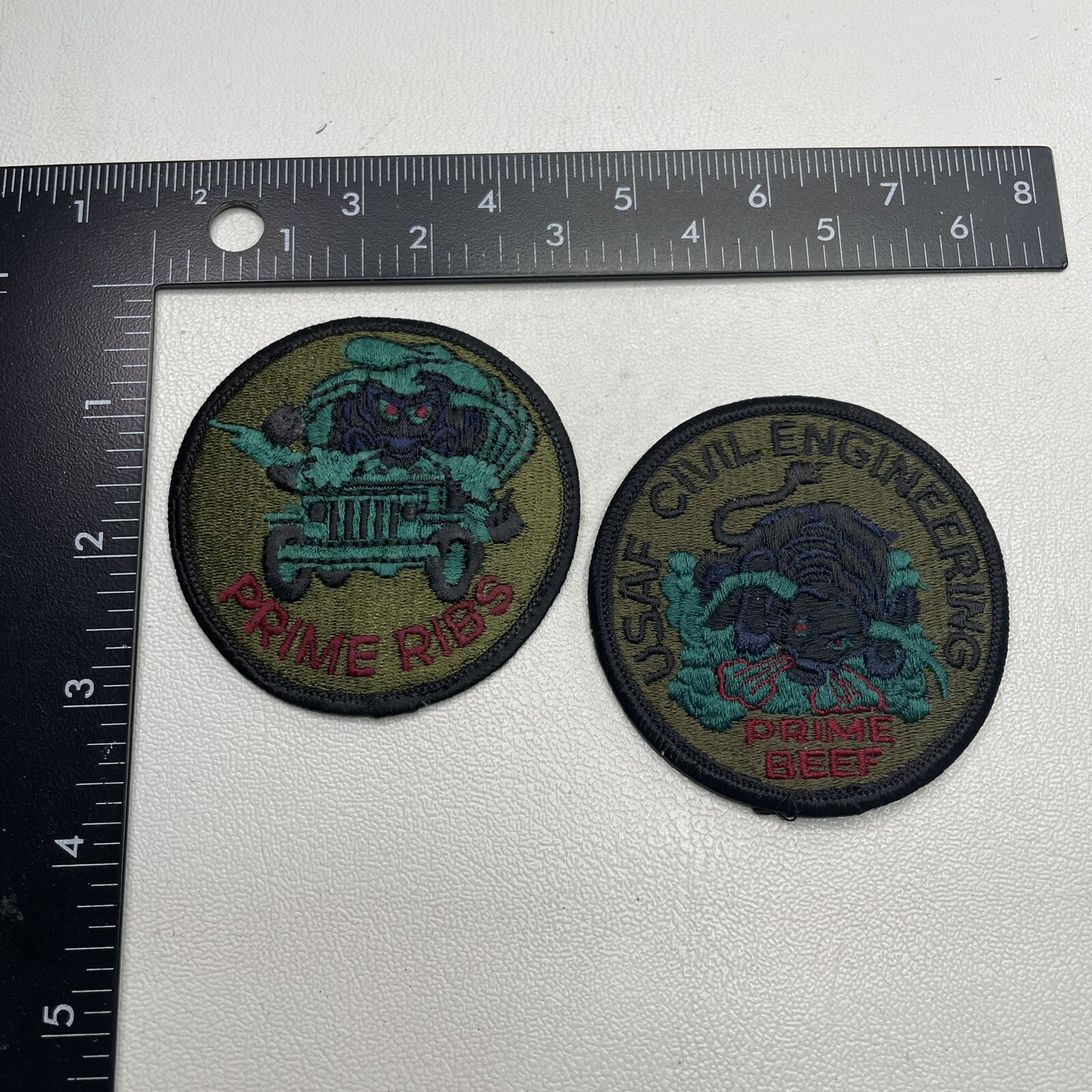 2 Patches: USAF U.S. Air Force PRIME BEEF + PRIME RIBS Patch Lot 28MY ...