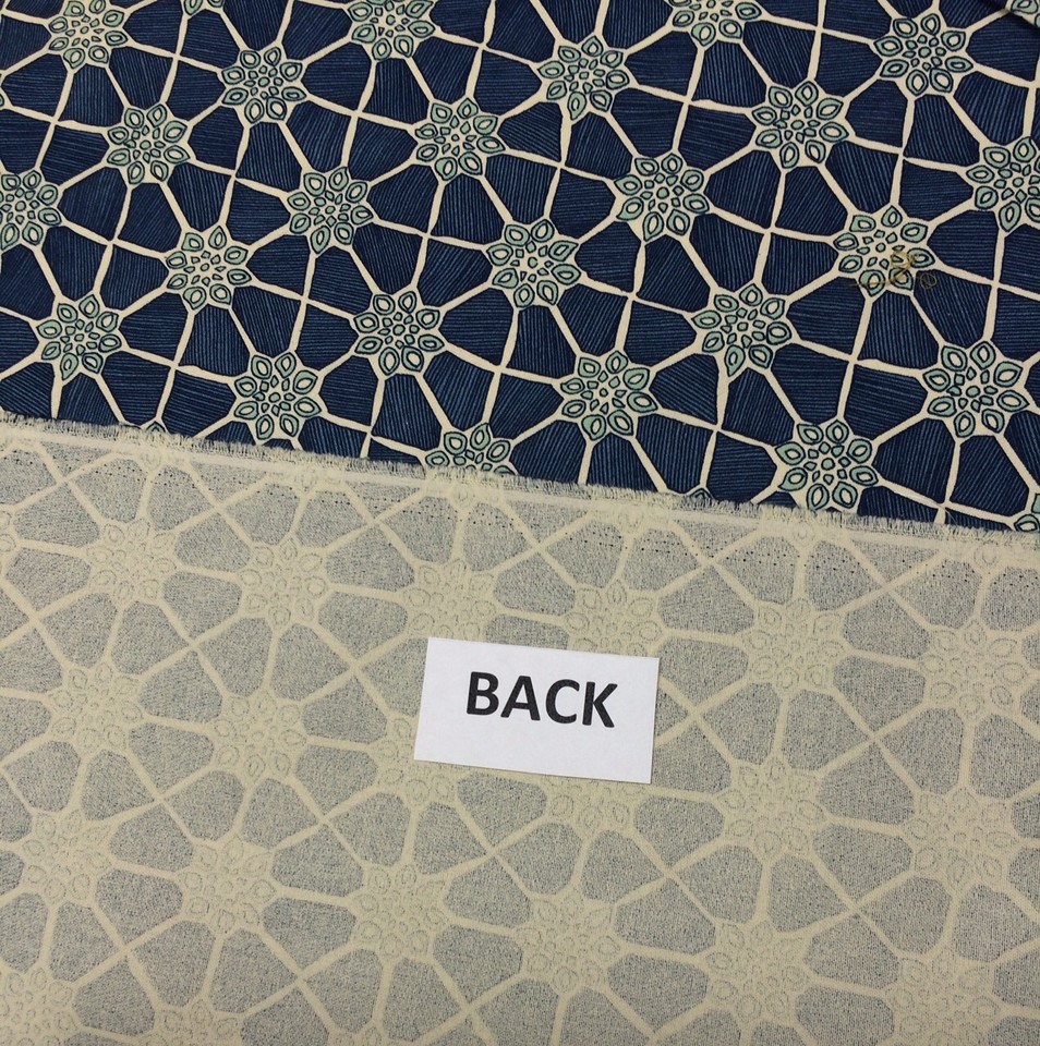 BALLARD DESIGNS ARYA NAVY BLUE TILE FLORAL MULTIUSE DESIGNER FABRIC BY ...