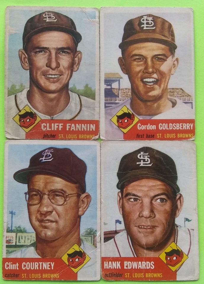 4-Card Lot 1953 Topps Baseball (Clint Courtney/Hank Edwards/Cliff ...