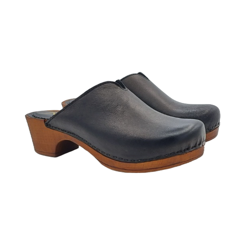 Handmade Clogs in Genuine Leather and 5 cm Heel - MY319 BLACK | eBay