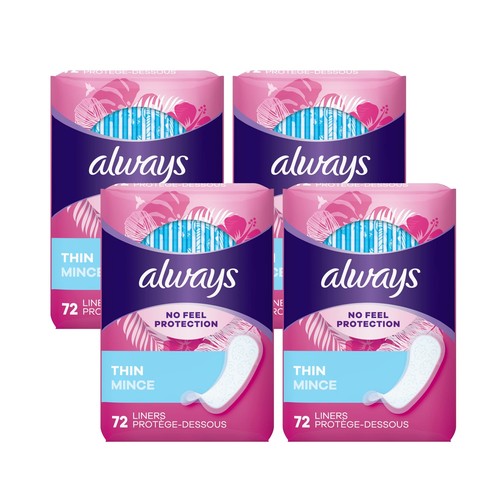 Always Thin No Feel Protection Daily Liners Regular Absorbency 72 Count ...