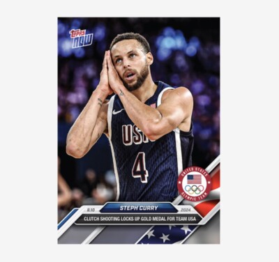 2024 Topps NOW Olympics Card # 27 Team USA Steph Curry Gold Medal Game ...