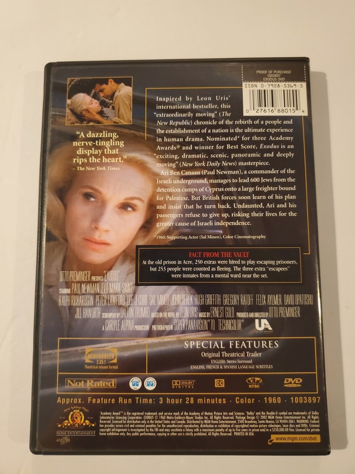 Exodus (DVD 1960) Paul Newman Eva Marie Saint 27616880154| eBay