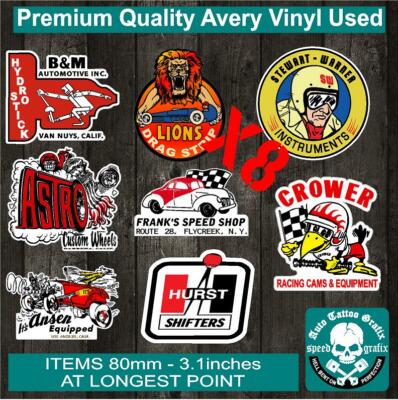 VINTAGE HOT ROD DECAL STICKER GIFT PACK X8 CAR TOOLBOX WEBBER IHRA AUTO ...