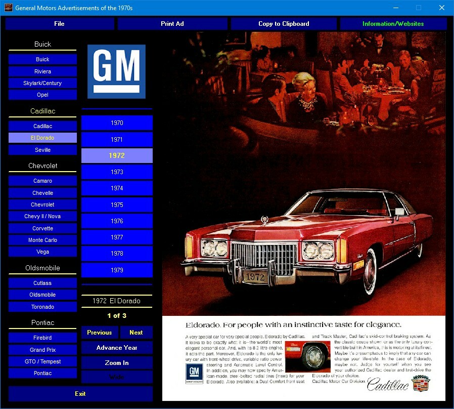 GM Car Ads 1970s CD-ROM General Motors Auto | eBay