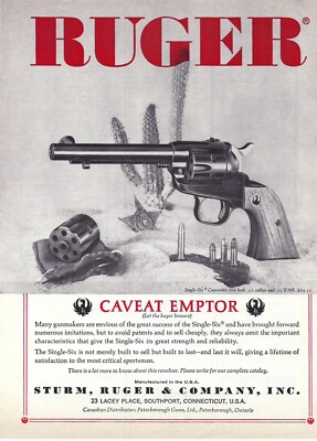 1962 Ruger Caveat Emptor Single-Six Revolver 22 Caliber Vintage Print ...