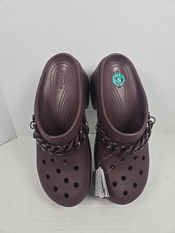 Crocs Siren Chain Clog - Dark Cherry Comfort Platform Heel - Unisex M12 ...