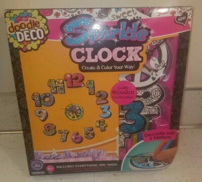 Doodle Deco Sparkle Clock Your Way Quality Wooden Construction | eBay