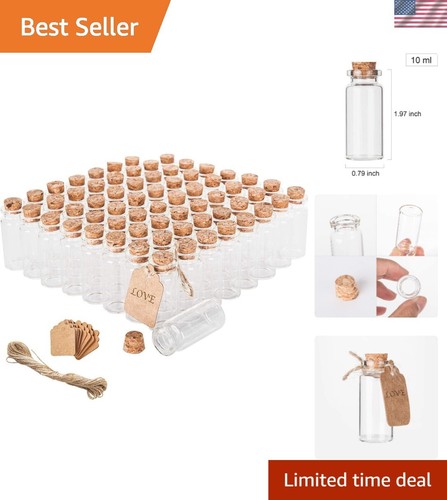 Reusable 10ml Round Mini Glass Jars with Cork Corks - Ideal for Party ...
