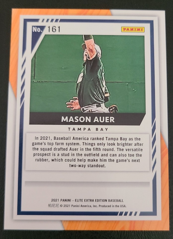 Mason Auer 2021 Panini Elite Extra Edition Status Green #/499 Tampa Bay ...