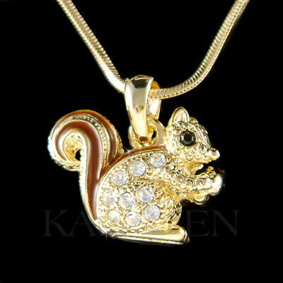 Gold Squirrel~ Chipmunk made with Swarovski Crystal Acorn Cute Animal ...