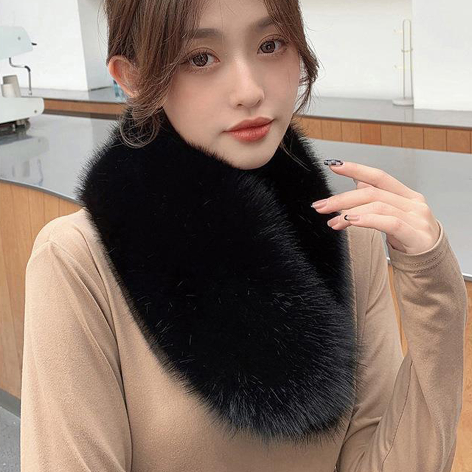 Winter Scarf Warm Anti-freeze Women Winter Faux Fox Fur Collar Scarf | eBay