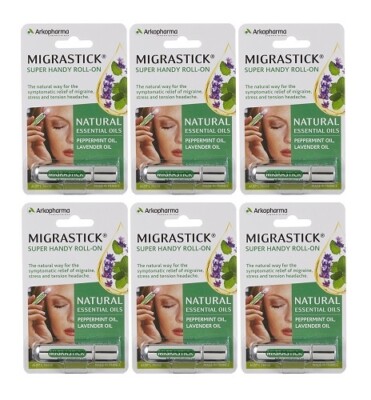 * 6 x ArkoPharma Migrastick Roll On 3mL Migraine Stress Tension Relief ...