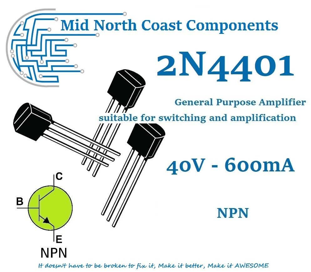 2N4401 NPN Transistor: Pinout, Datasheet, 2N4401 VS 2N3904,, 42% OFF