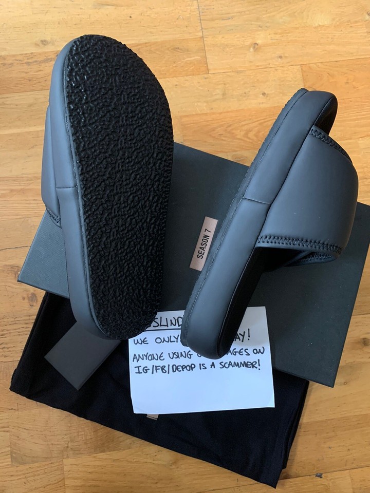 YEEZY SEASON 7 BLACK NEOPRENE SLIPPER SLIDES EU40 100% AUTHENTIC BNIB ...