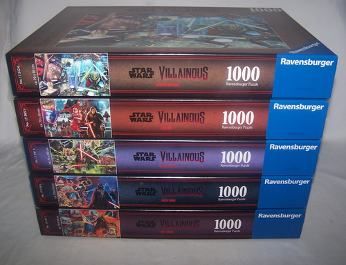 EUC Lot of 5 Ravensburger 1000 Pc Villaninous Puzzles Kylo Darth Moff ...