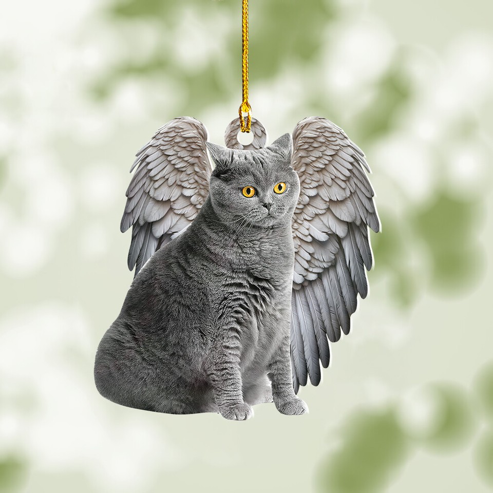 British Fat cat Angel Wing Ornament, British Cat Sleeping Angel ...
