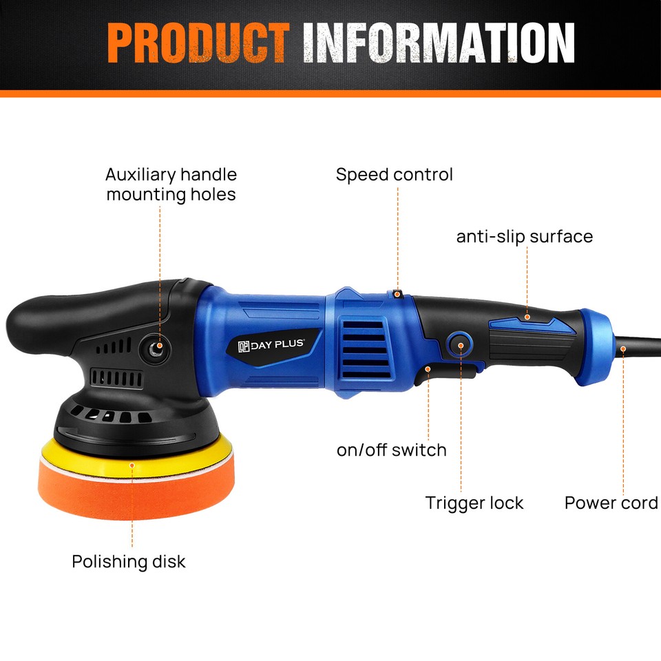 2023 Dual Action Small Car Buffer Polisher Orbital Variable Speed 5 ...