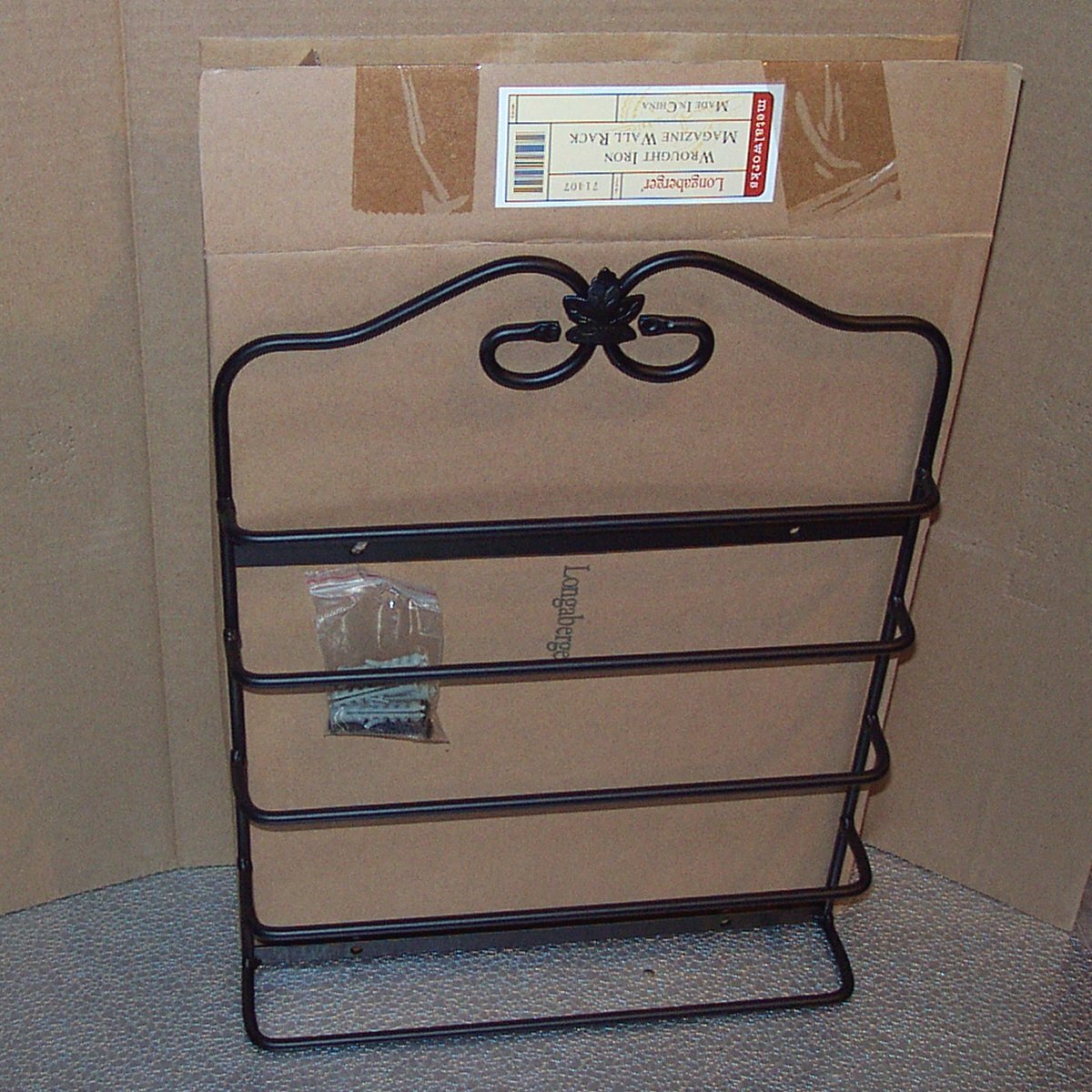 Longaberger Wrought Iron MAGAZINE WALL RACK ~ New in Box plus FREE ...
