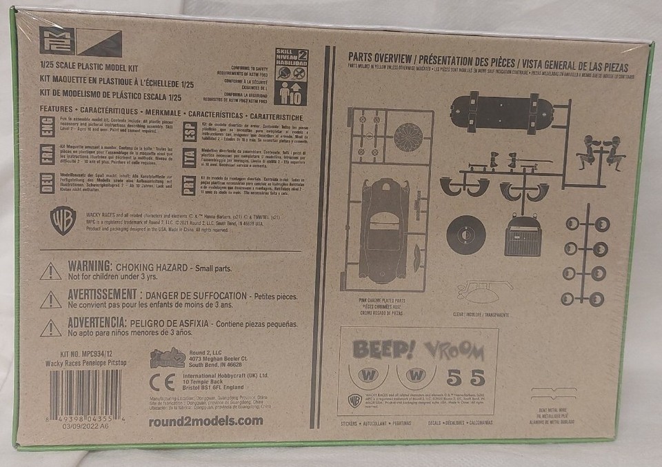 Wacky Races The Compact Pussycat Snap It Model Kit 1/25 Scale MPC Hanna ...