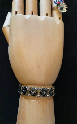 Sterling Silver Vintage Bracelet (w/ Black Enamel Hallmarked Meka ...