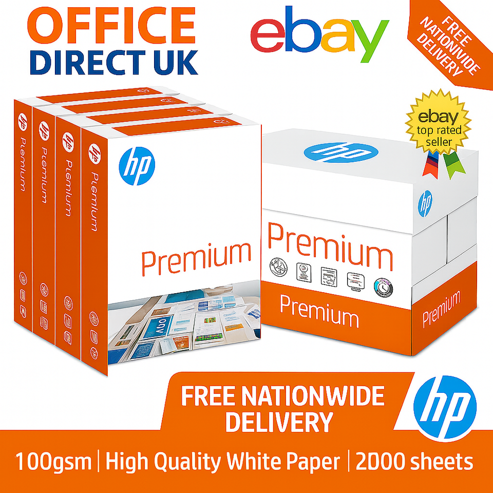 HP Premium A4 Printer Paper 100gsm Reams Copier Printer 500-2000 INC ...