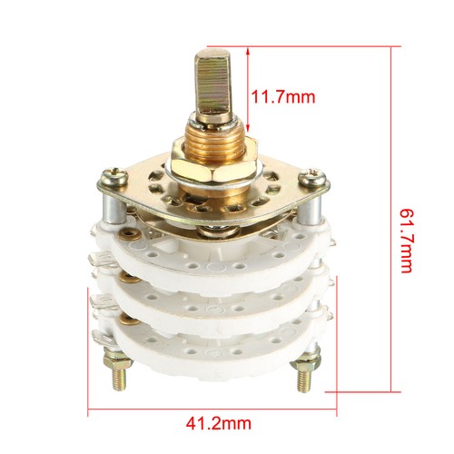 3P6T 3 Pole 6 Position 3 Deck Band Channel Rotary Switch Selector with ...