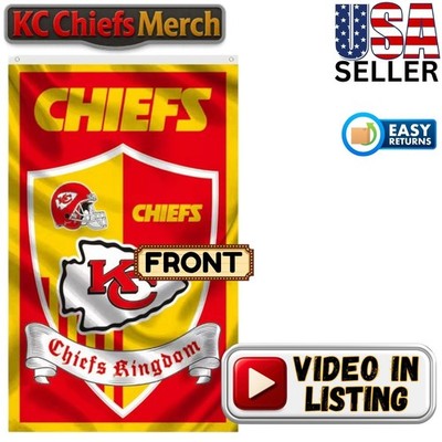 Kansas City Chiefs 3'x5' Flag, Vertical Crest, Tailgate Banner, KC Fan ...