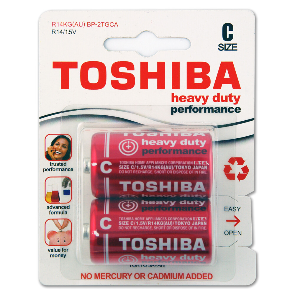 6x 2pc Toshiba 1.5V Heavy Duty C R14 Battery Power Cylindrical Lasting ...