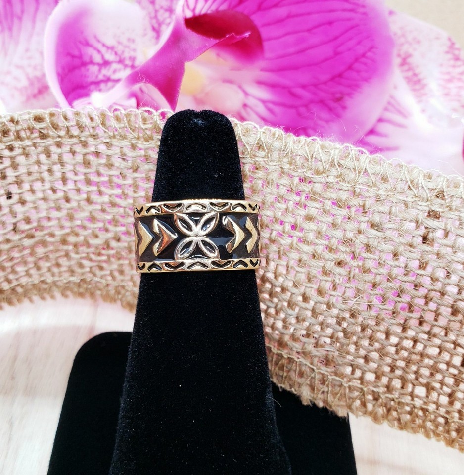 12mm Gold Hawaiian Tribal Plumeria Mauna Kea Ring, Hawaiian Ring | eBay