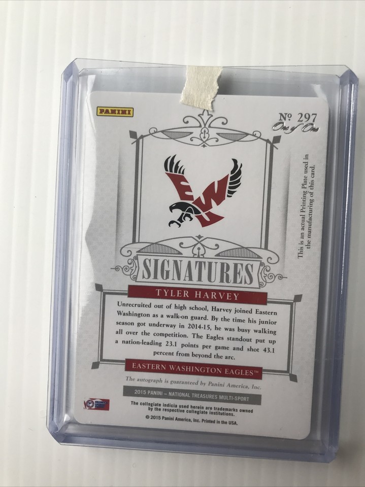 #1/1 (ONLY 1 MADE) 2015 NATIONAL TREASURES AUTO AUTOGRAPH TYLER HARVEY ...